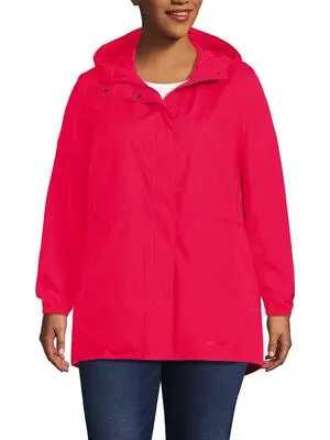 LANDS' END Lands' End Squall Packable Waterproof Raincoat Coral Rose