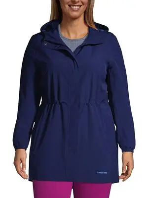 LANDS' END Lands' End Squall Packable Waterproof Raincoat Deep Sea Navy