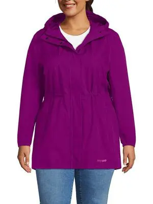 LANDS' END Lands' End Squall Packable Waterproof Raincoat Royal Magenta