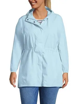 LANDS' END Squall Packable Waterproof Raincoat - Subtle Blue