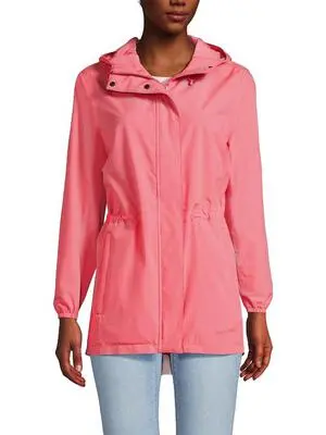 LANDS' END Lands' End Squall Packable Waterproof Raincoat Carmine Coral