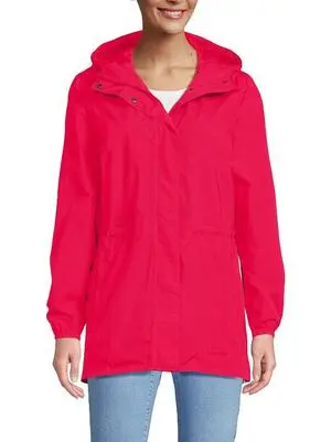 LANDS' END Lands' End Squall Packable Waterproof Raincoat Coral Rose