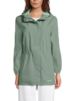 LANDS' END Lands' End Squall Packable Waterproof Raincoat Lily Pad Green