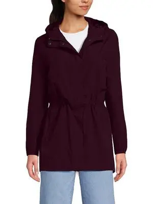 LANDS' END Lands' End Squall Packable Waterproof Raincoat Lush Burgundy