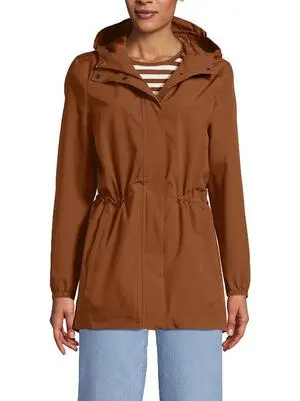LANDS' END Lands' End Squall Packable Waterproof Raincoat Rich Ginger Brown