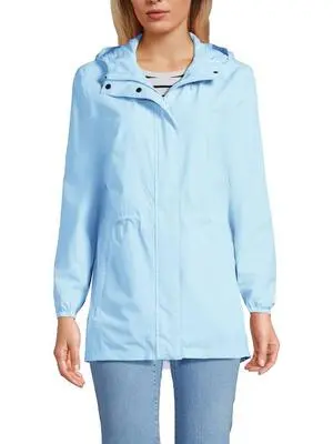 LANDS' END Lands' End Squall Packable Waterproof Raincoat Subtle Blue