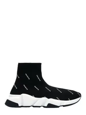 Balenciaga Speed Trainer Logo Print Sneakers - Black/white