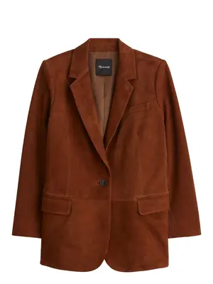Madewell The Kline Suede Blazer - Soft Mahogany