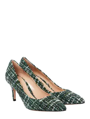 GIANVITO ROSSI 70 Bouclé Pumps - Green