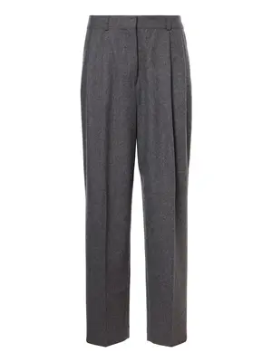 TOTEME Low-rise Wool-blend Flannel Straight Pants - Grey