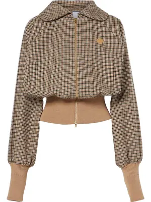 Patou Houndstooth Wool-blend Flannel Bomber Jacket - Beige