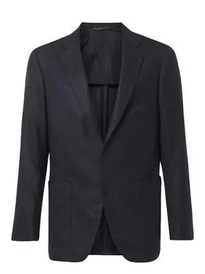 Canali Kei Silk And Cashmere Blazer - Blue