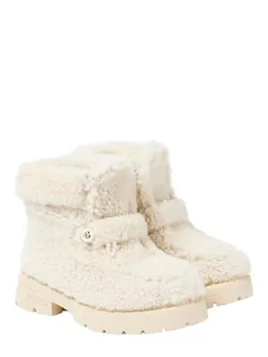 JIMMY CHOO Shea Shearling Ankle Boots - White