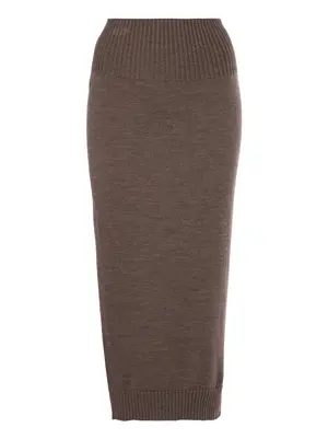 Max Mara Melk Virgin Wool Midi Skirt - Brown