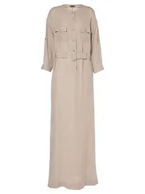 TOM FORD Striped Belted Shirt Dress - Beige