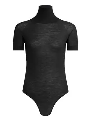 Alaïa Short-sleeve Wool Bodysuit - Black