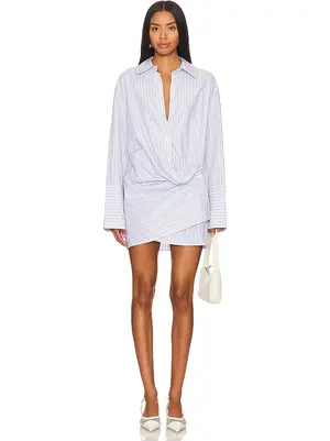H:OURS Faye Shirt Dress - Gray & White