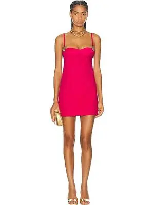 AREA Crystal Heart Mini Dress - Raspberry
