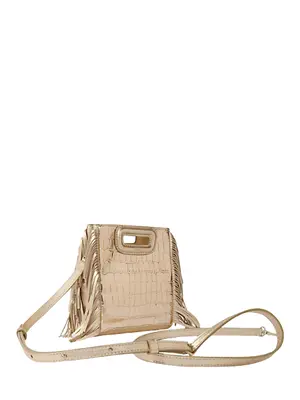 Maje Maje Croc-Embossed Leather Cross-Body Bag Or