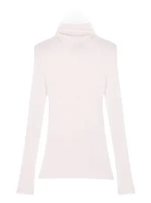 Maje Roll-neck Wool And Silk-blend Jumper - Blanc