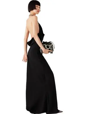 Stella McCartney Plunge Halterneck Maxi Dress - Black And Silver