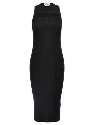 Alexander McQueen Ribbed Knit Midi Dress - Black