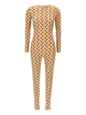 MARINE SERRE Moon Printed' Catsuit - Beige