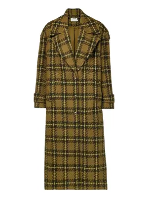 Zimmermann Checked Wool-Tweed Coat Mustard