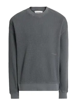 FRAME Waffleknit Cotton Sweatshirt - Dark Gray