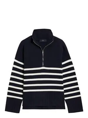 Arch4 Arch4 Wandsworth Striped Cashmere Half-Zip Sweater Navy