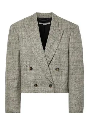 Stella McCartney Cropped Double-breasted Wool-tweed Blazer - Stone