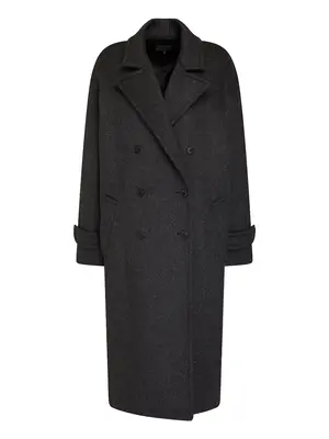 NILI LOTAN Georgio Double-breasted Brushed Wool-felt Coat - Dark Gray