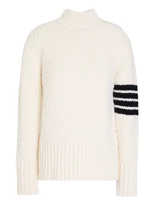 Thom Browne Striped Wool-blend Turtleneck Sweater - Ivory