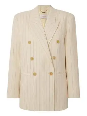Zimmermann Luminosity Oversized Double-breasted Pinstriped Blazer - Cream