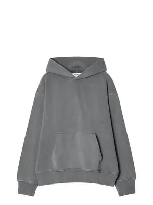 Cos Washed Cotton-Jersey Hoodie Black