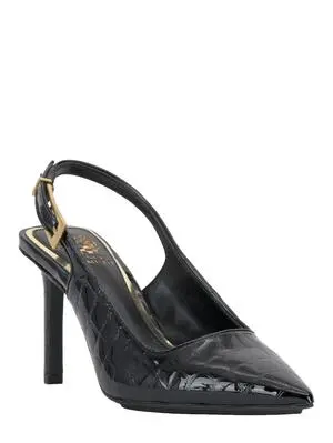 Vince Camuto Vince Camuto Brendie Slingback Pump Black Glossy Croco Patent Le