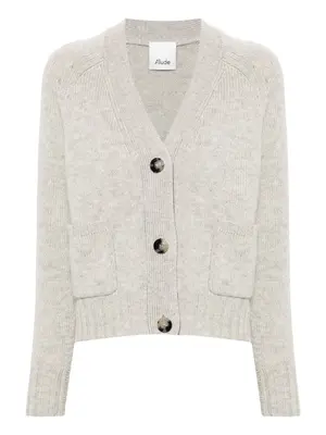 ALLUDE V-neck Virgin Wool-cashmere Cardigan - Grey