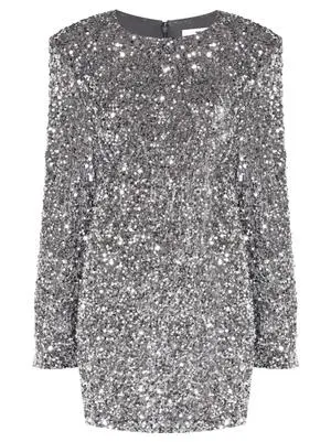Elisabetta Franchi Sequined Chenille Mini Dress - Grey