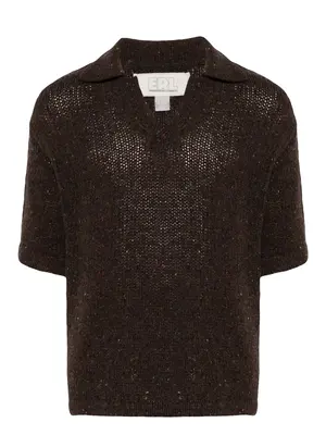 ERL Speckle-knit Polo Sweater - Brown