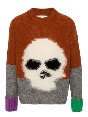 ERL Skull Intarsia-knit Sweater - Brown