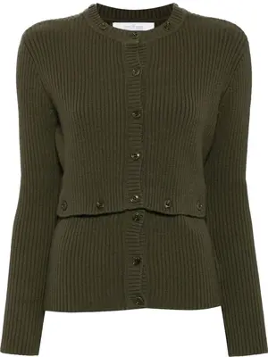 Rokh Multi-button Ribbed Knit Cardigan - Green