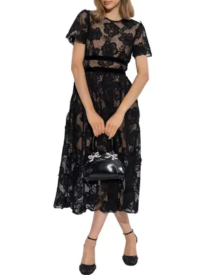 SELF-PORTRAIT Lace Midi Dress - Black