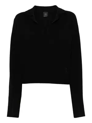 Pinko Love Birds-embroidered Polo Top - Black