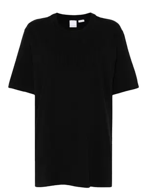 Pinko Logo-embroidered T-shirt - Black
