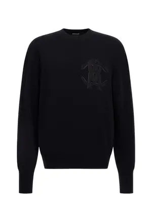 Roberto Cavalli Logo-embroidered Wool Sweatshirt - Black
