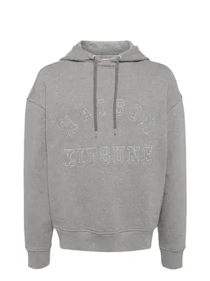 Maison Kitsuné Logo-embroidered Hoodie - Grey