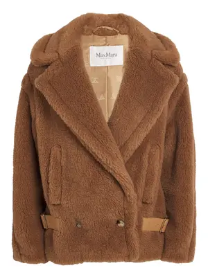 Max Mara Camel-silk Teddy Biker Jacket - Beige