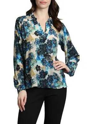 APNY Patterned Long-Sleeve Shirt Blue/ivory Multi