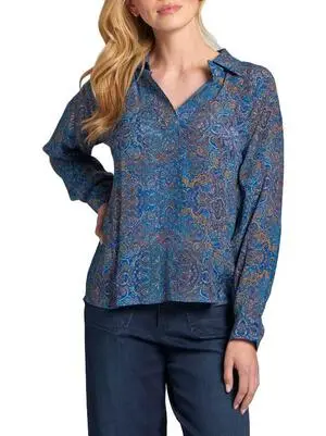 APNY Patterned Long-sleeve Shirt - Blue/rust Multi