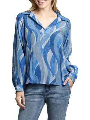 APNY Patterned Long-Sleeve Shirt Light Blue Multi